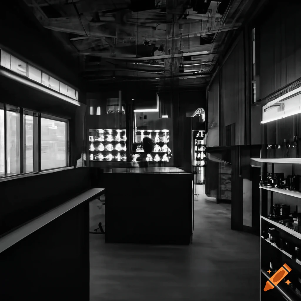 Edgy modern cannabis shop with steel factory design