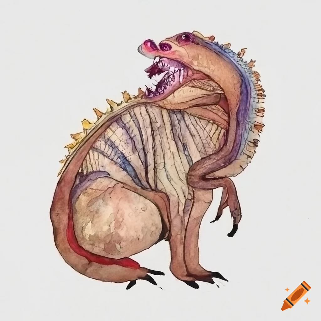 Watercolor painting of a hostile creature on Craiyon