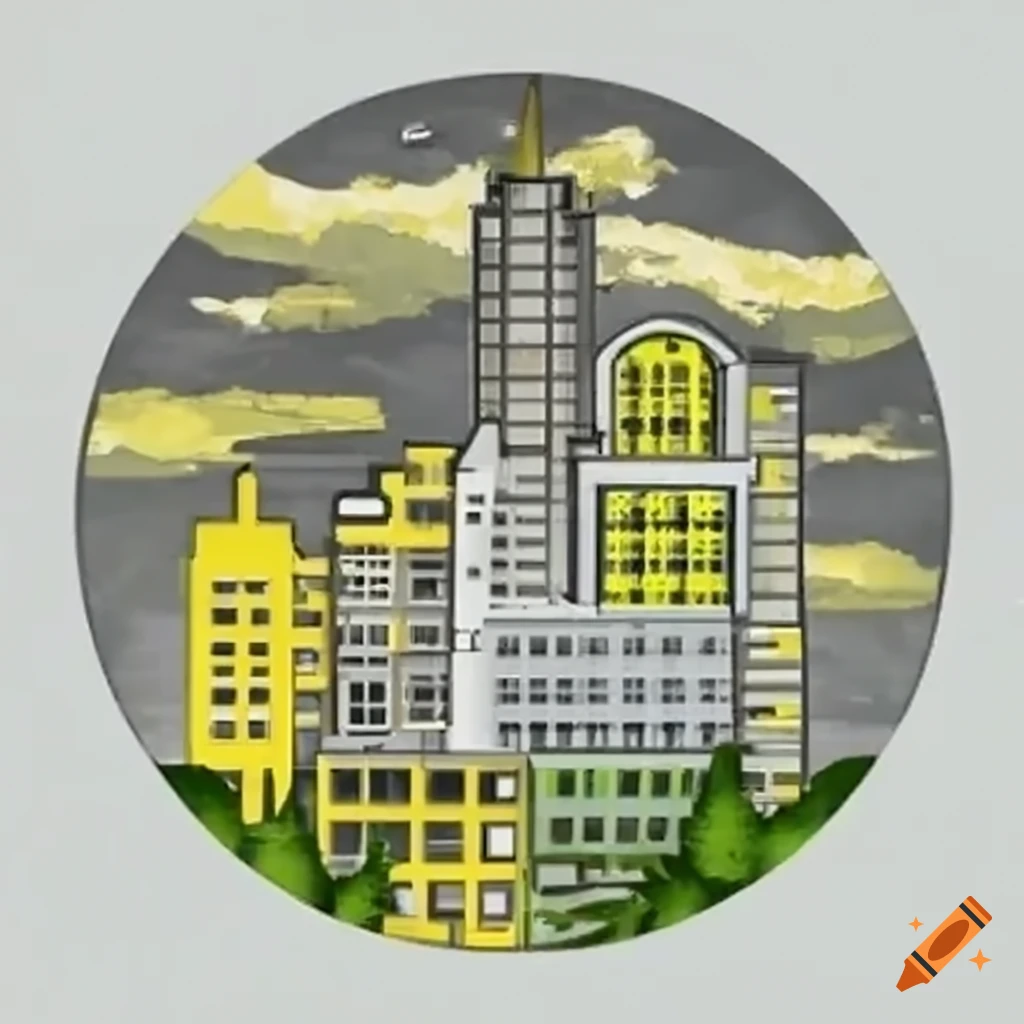 Realistic circular view of a city skyline on Craiyon