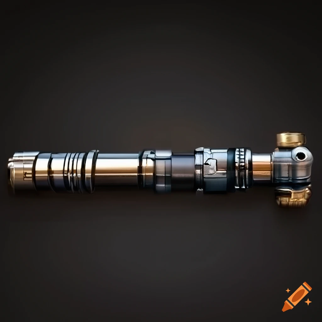 Detailed lightsaber hilt with bronze, silver, and gold accents on Craiyon