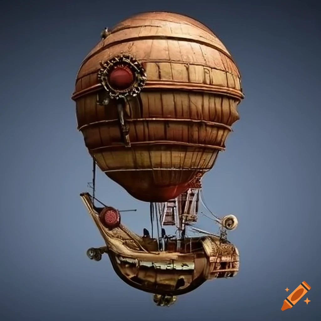 Detailed steampunk airship model on Craiyon