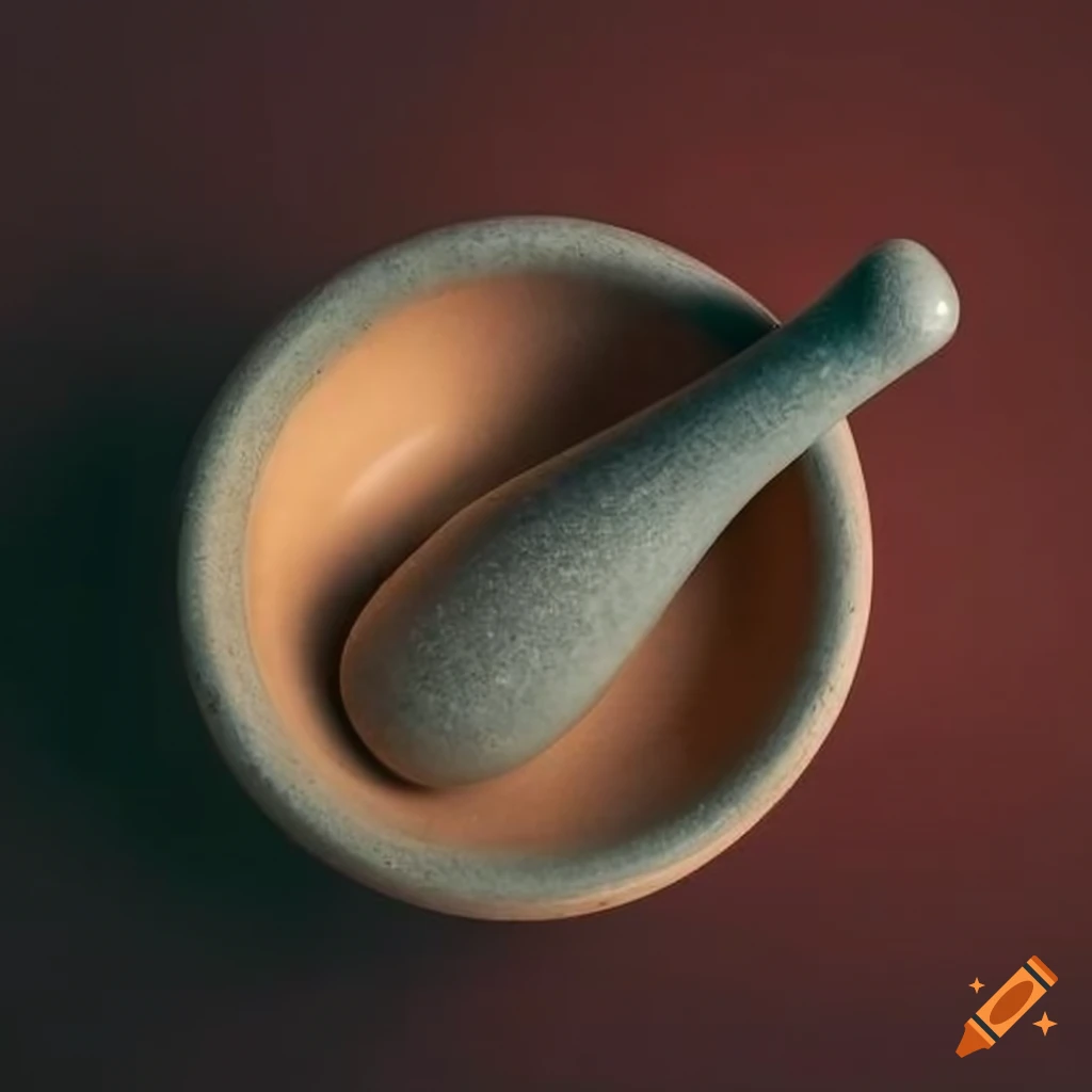 Ceramic mortar and pestle from top view on Craiyon