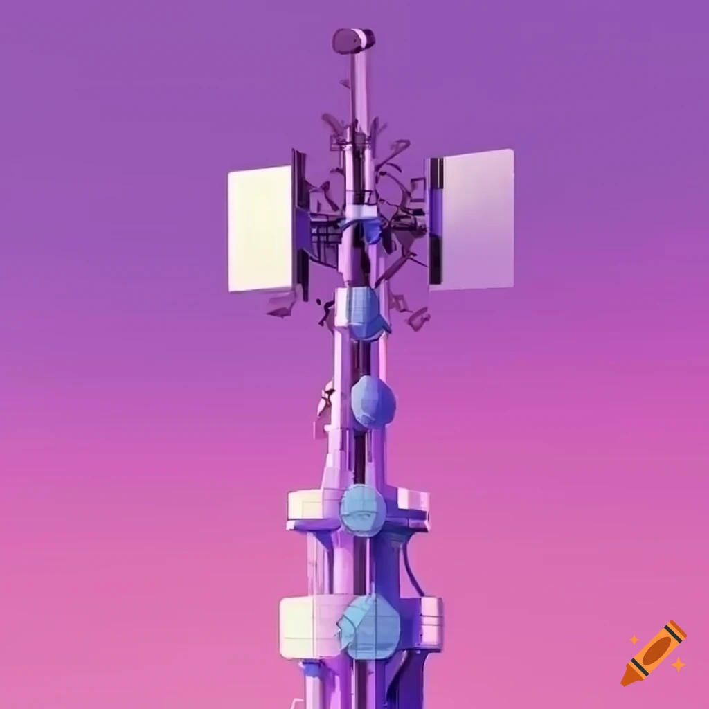 Purple retro style 5g telecom antenna