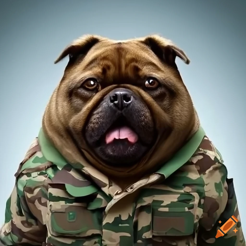 Dog in army uniform on Craiyon