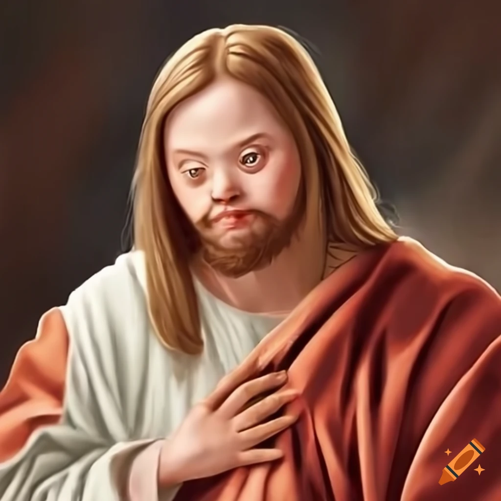 Artistic representation of jesus with down syndrome