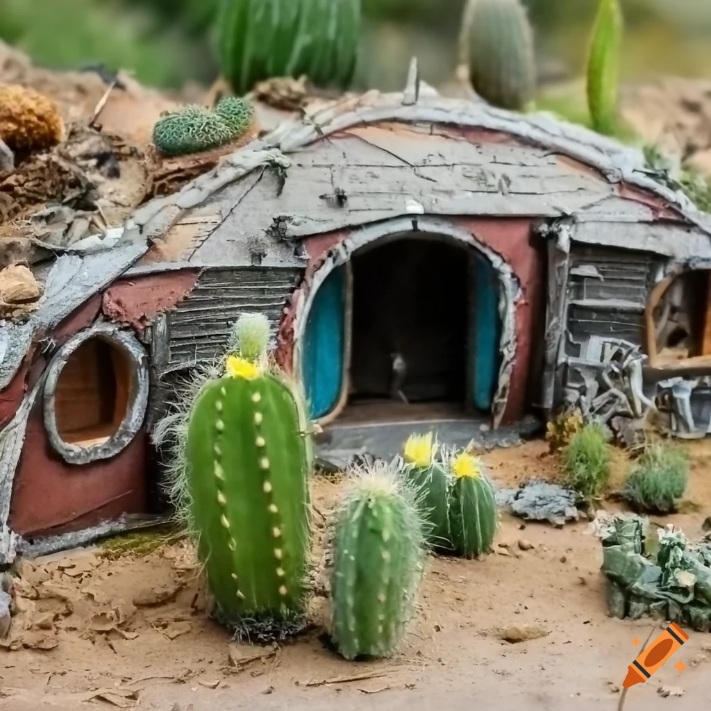 Photo of a post-apocalyptic tree house in a desert on Craiyon
