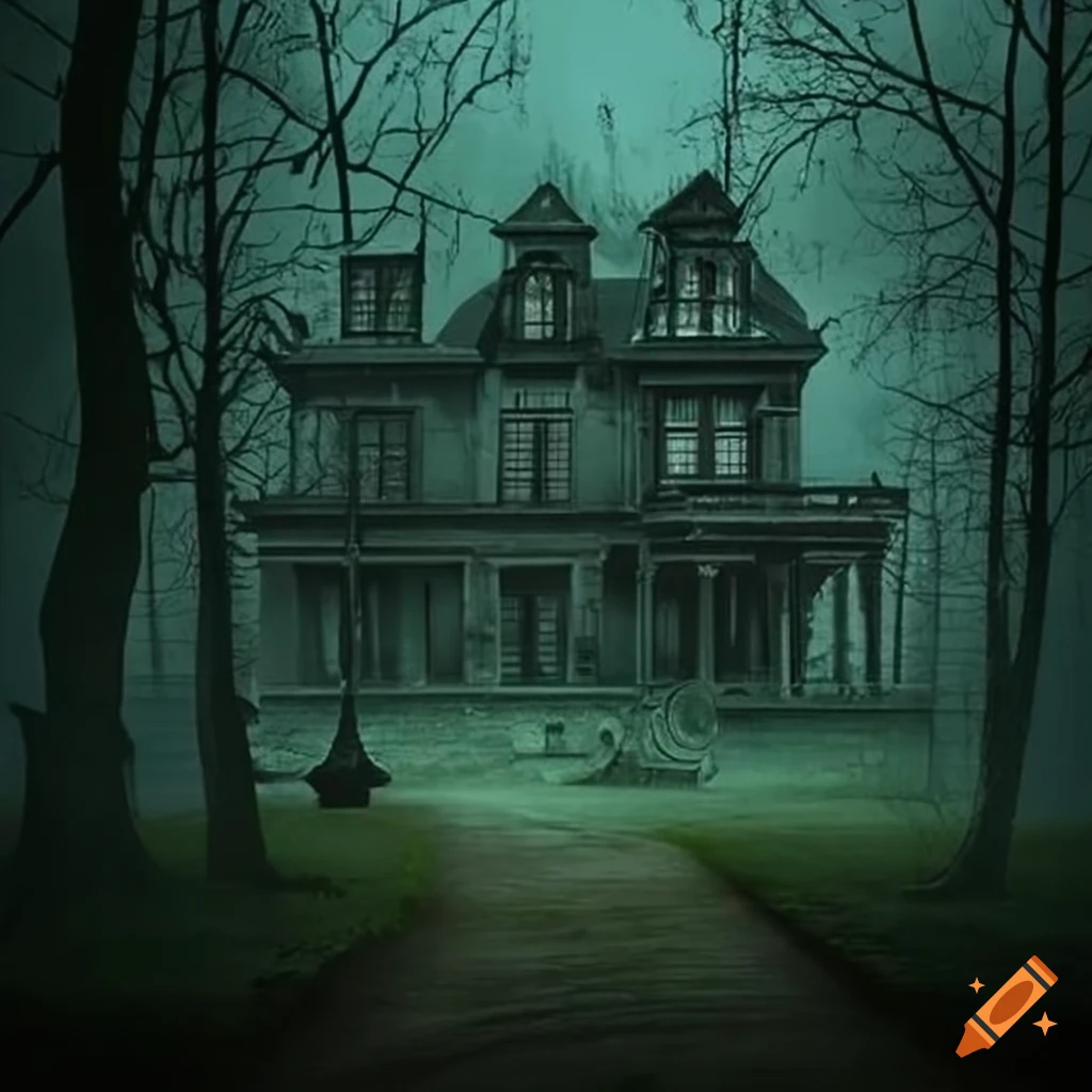 Image of a spooky mansion in a dark forest on Craiyon