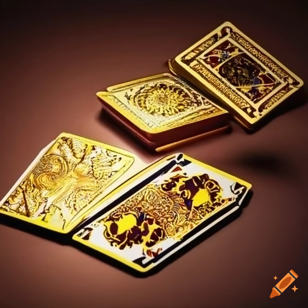 Orange and gold magic cards on Craiyon