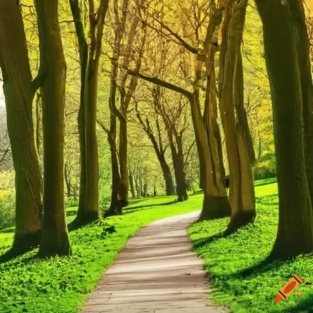 Path through the pine forest in spring on Craiyon