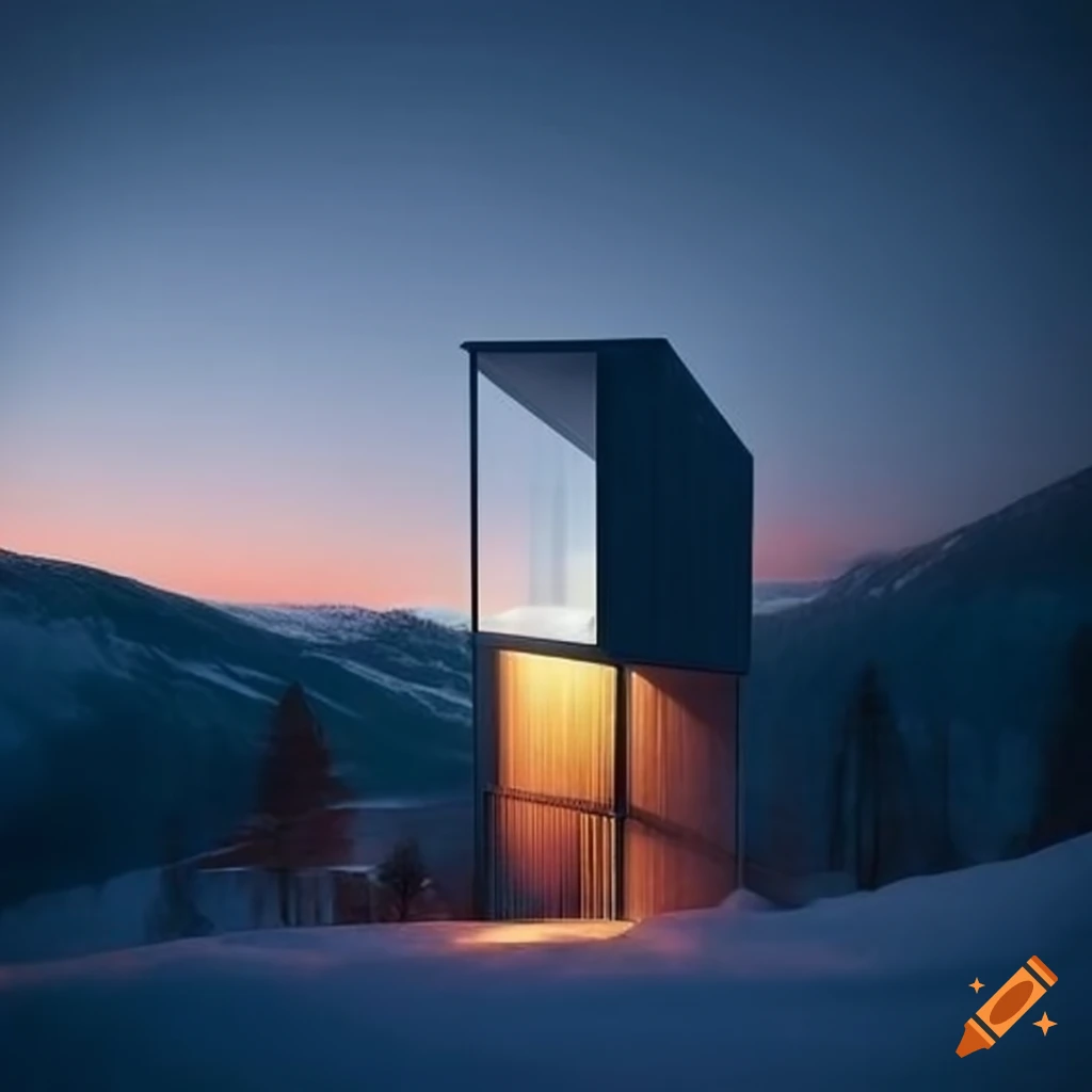 Norwegian minimalist tower cabin on Craiyon