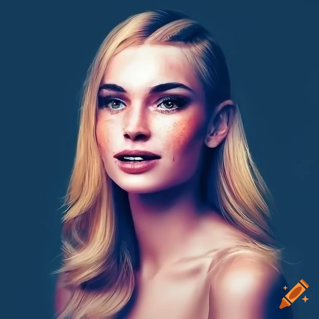 Portrait of a beautiful young woman with freckles on Craiyon