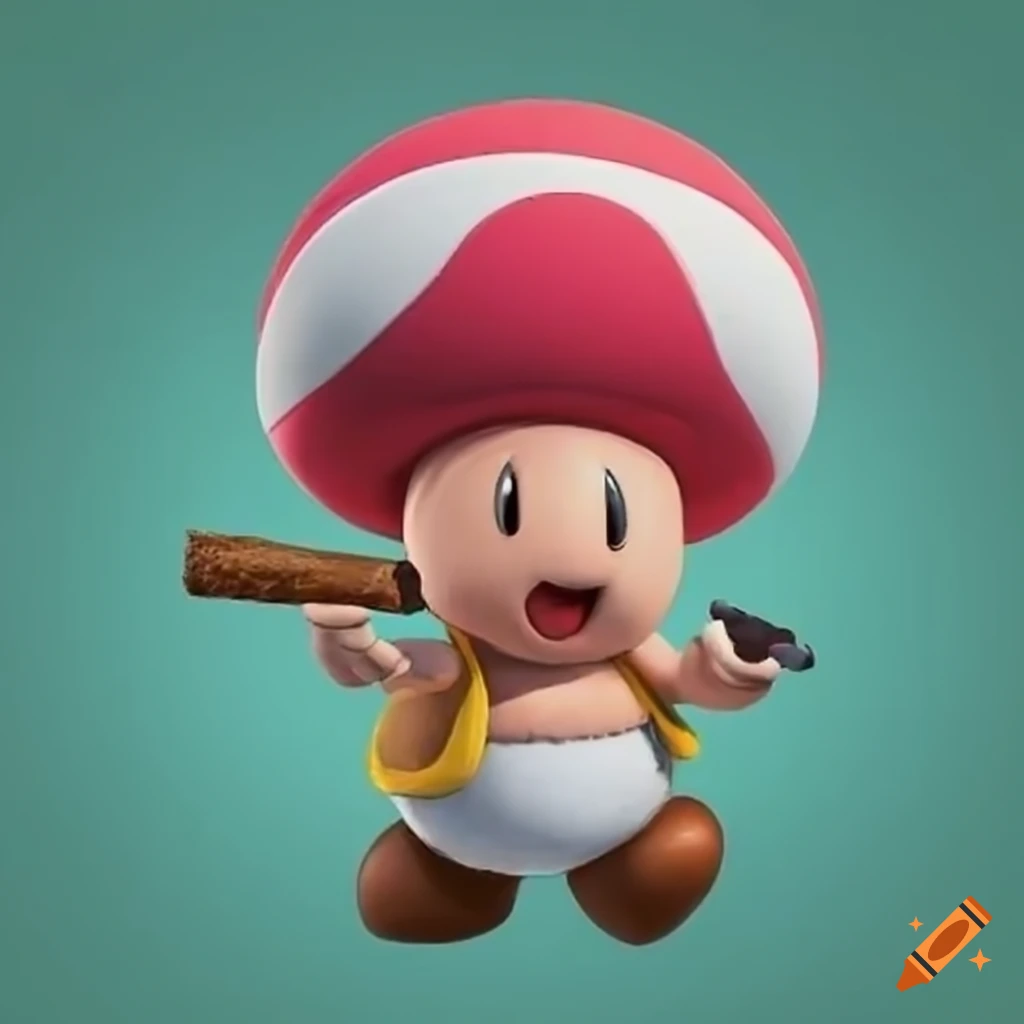 Satirical image of Toad smoking a cigar during Christmas on Craiyon