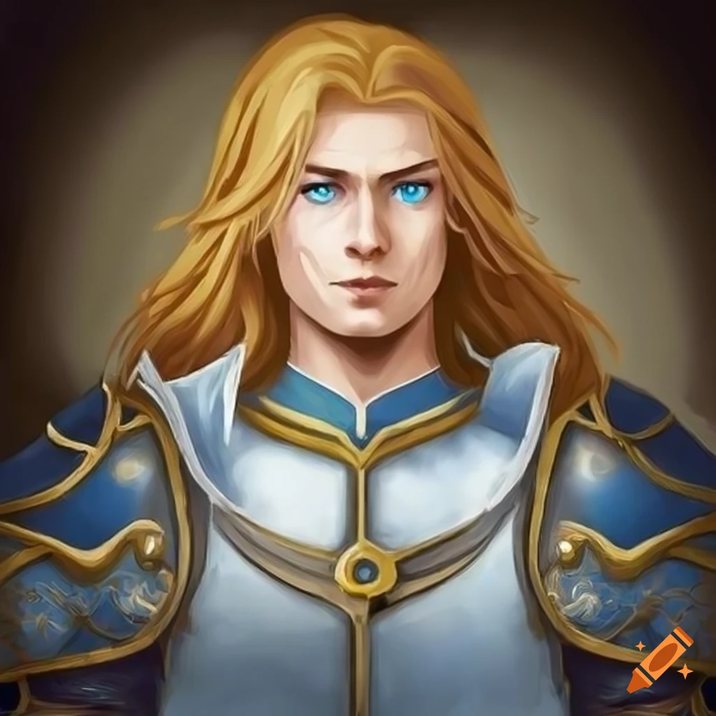 Character art of a male highelf paladin on Craiyon