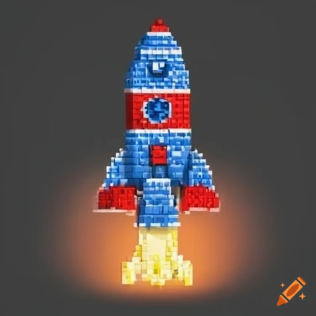 Logo-style lego rocket on a t-shirt on Craiyon