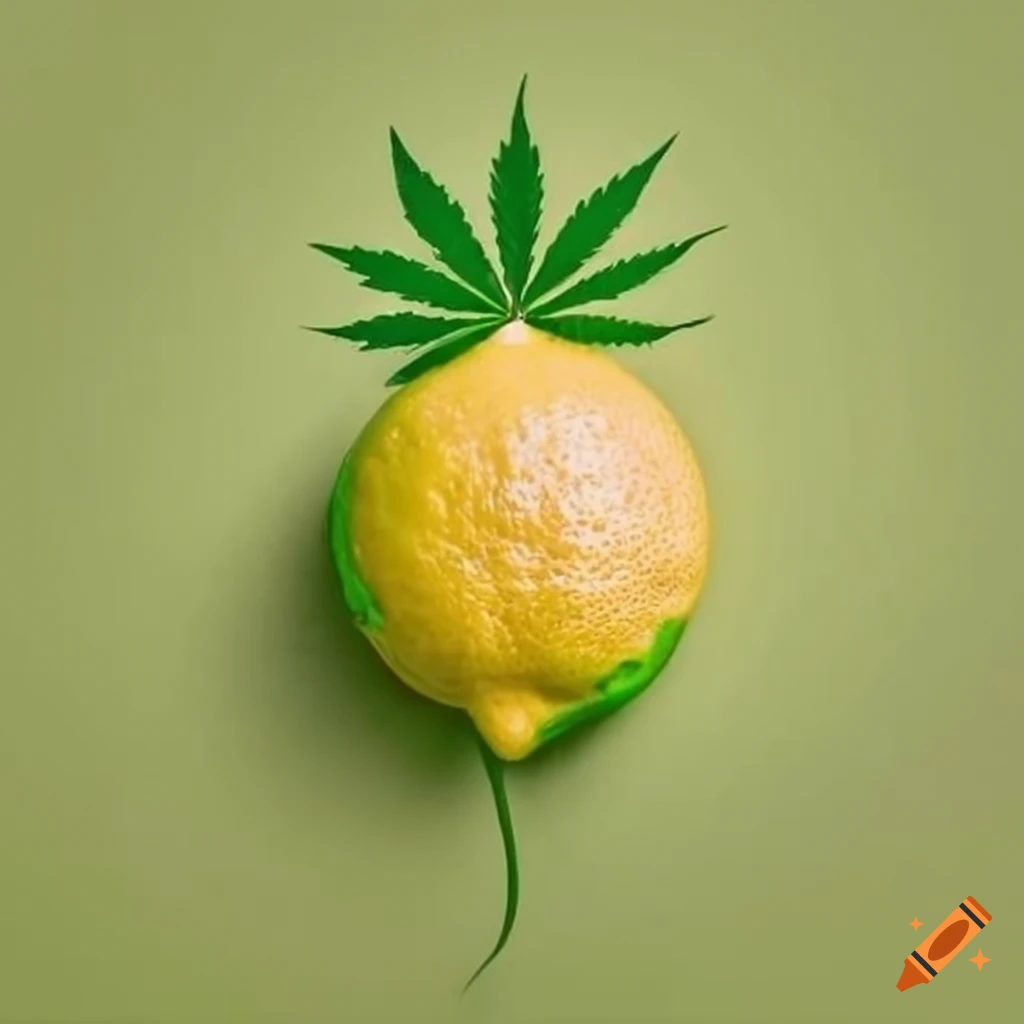 Lemon with marijuana leaf design