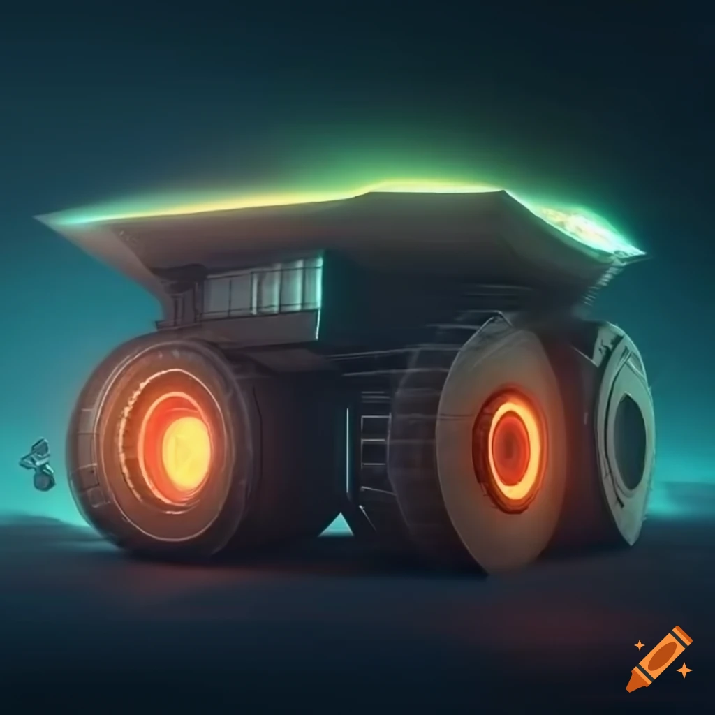 Futuristic mining earth hauler in an apocalyptic setting on Craiyon