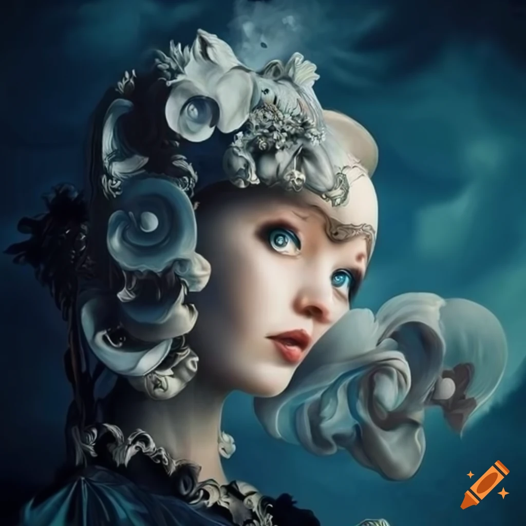 Surrealistic baroque rococo style artwork on Craiyon