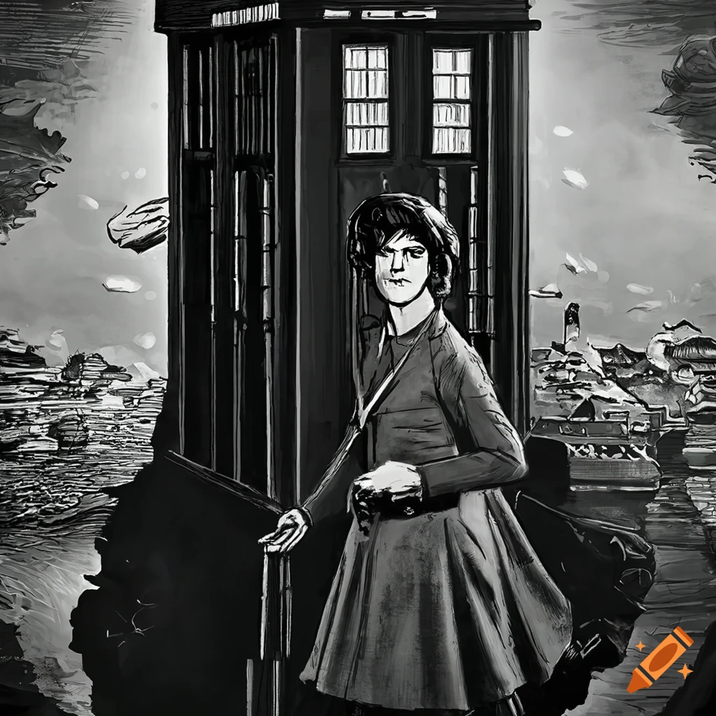 Black & white movie poster painting of doctor who: the voord