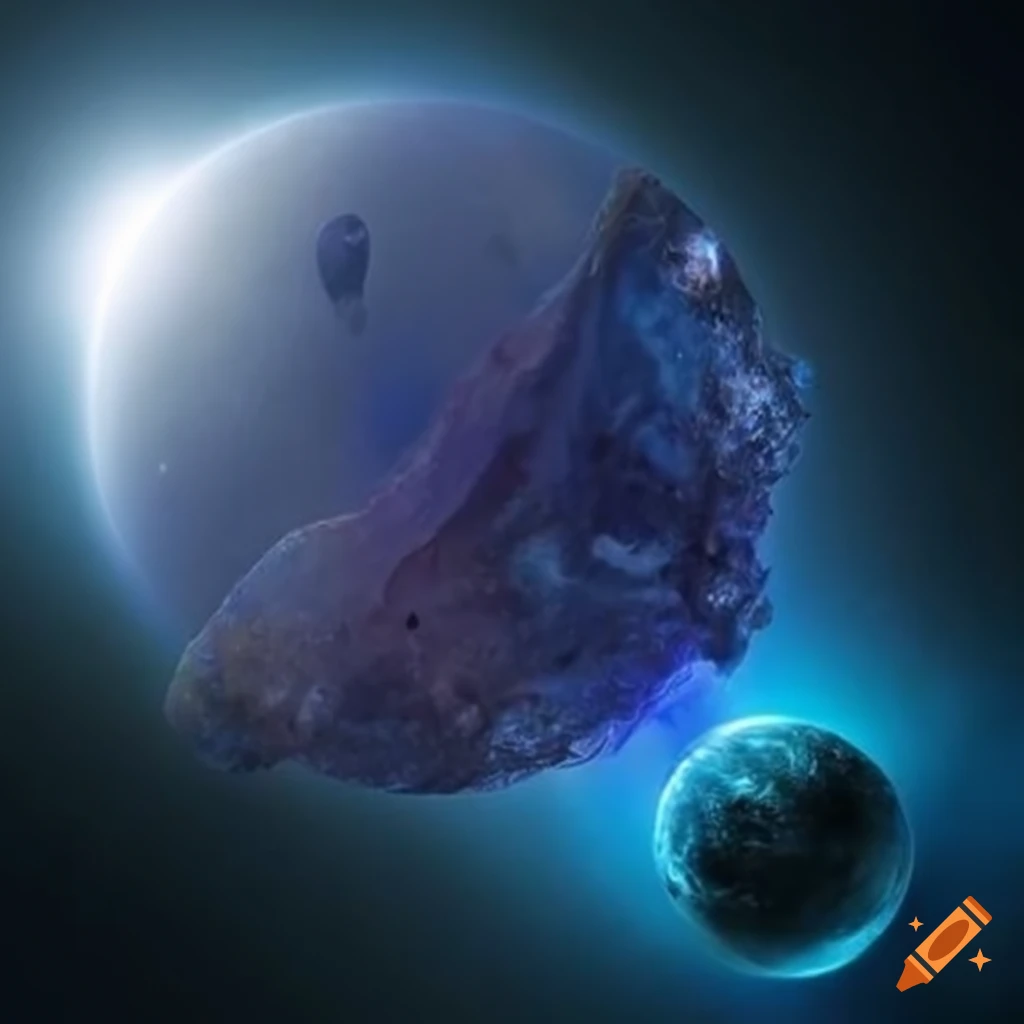 Diamond planet with crystal formations and water on Craiyon