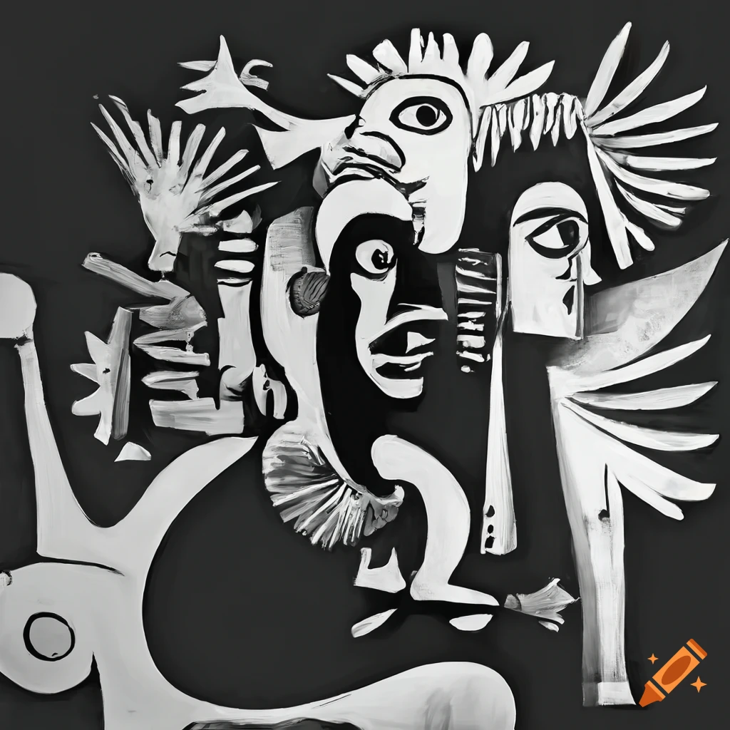 Black and white painting by picasso on Craiyon