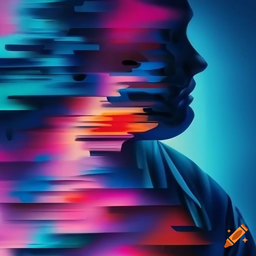 Abstract artwork depicting the connection between human and technology ...