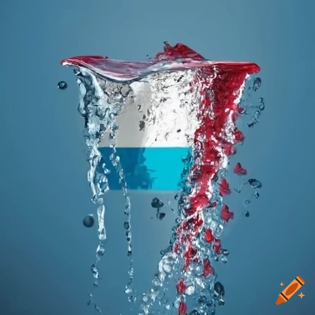 Luxembourg flag with flowing water