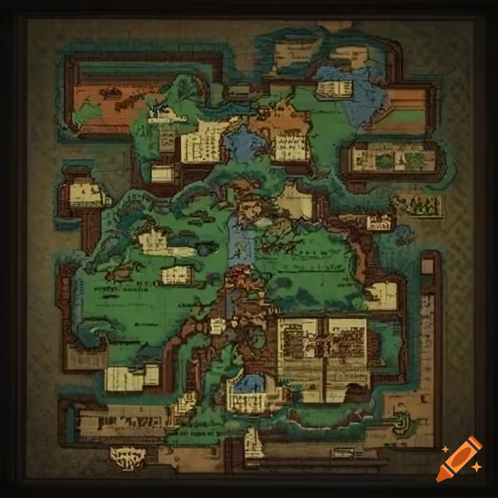 Vintage 16-bit world map for RPG enthusiasts on Craiyon
