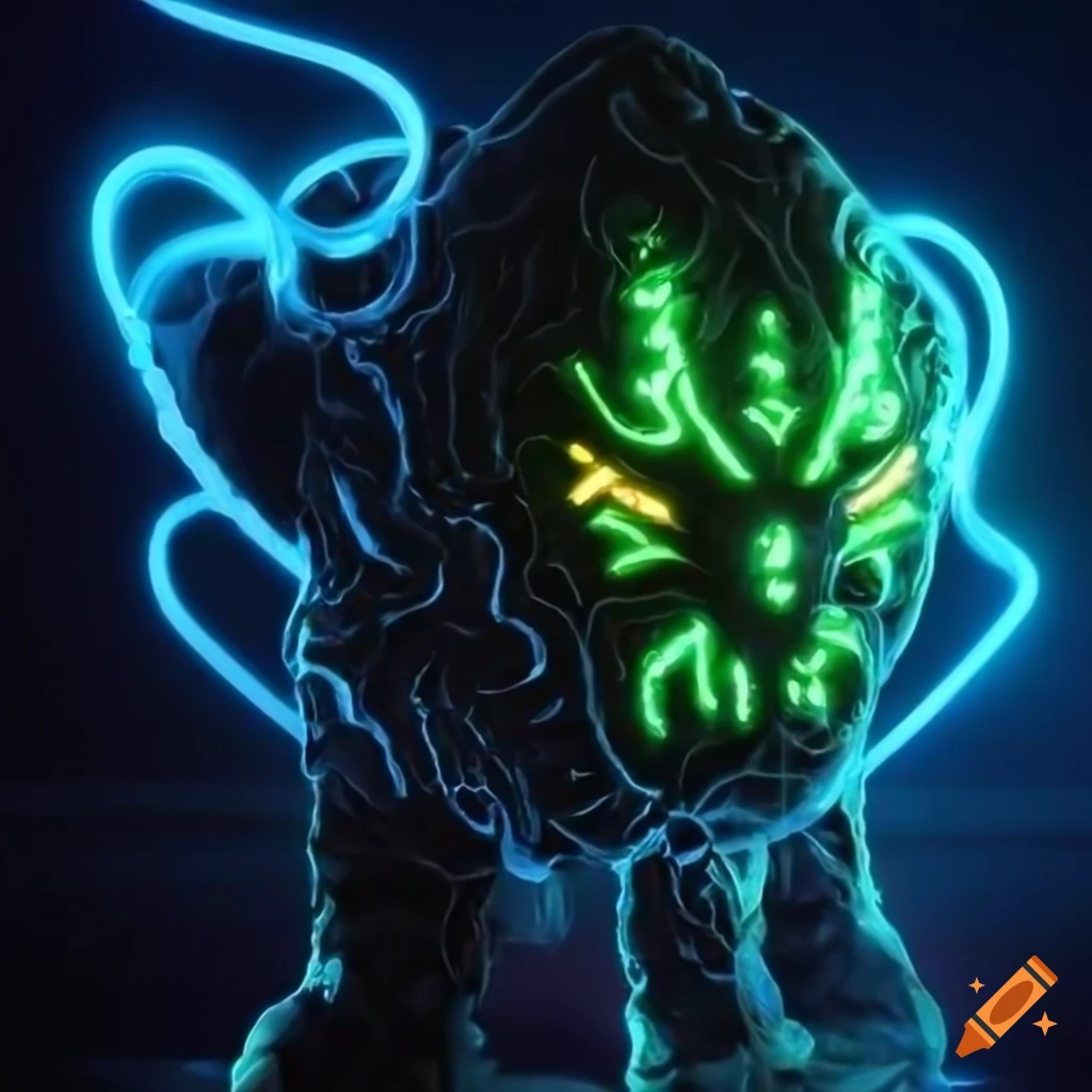 Neon artwork of an elemental being