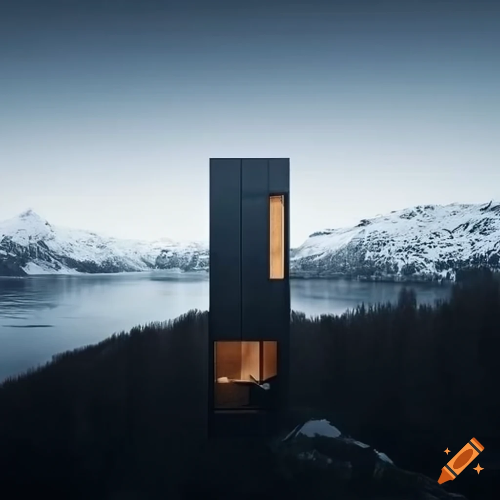 Norwegian minimalist tower cabin architecture on Craiyon