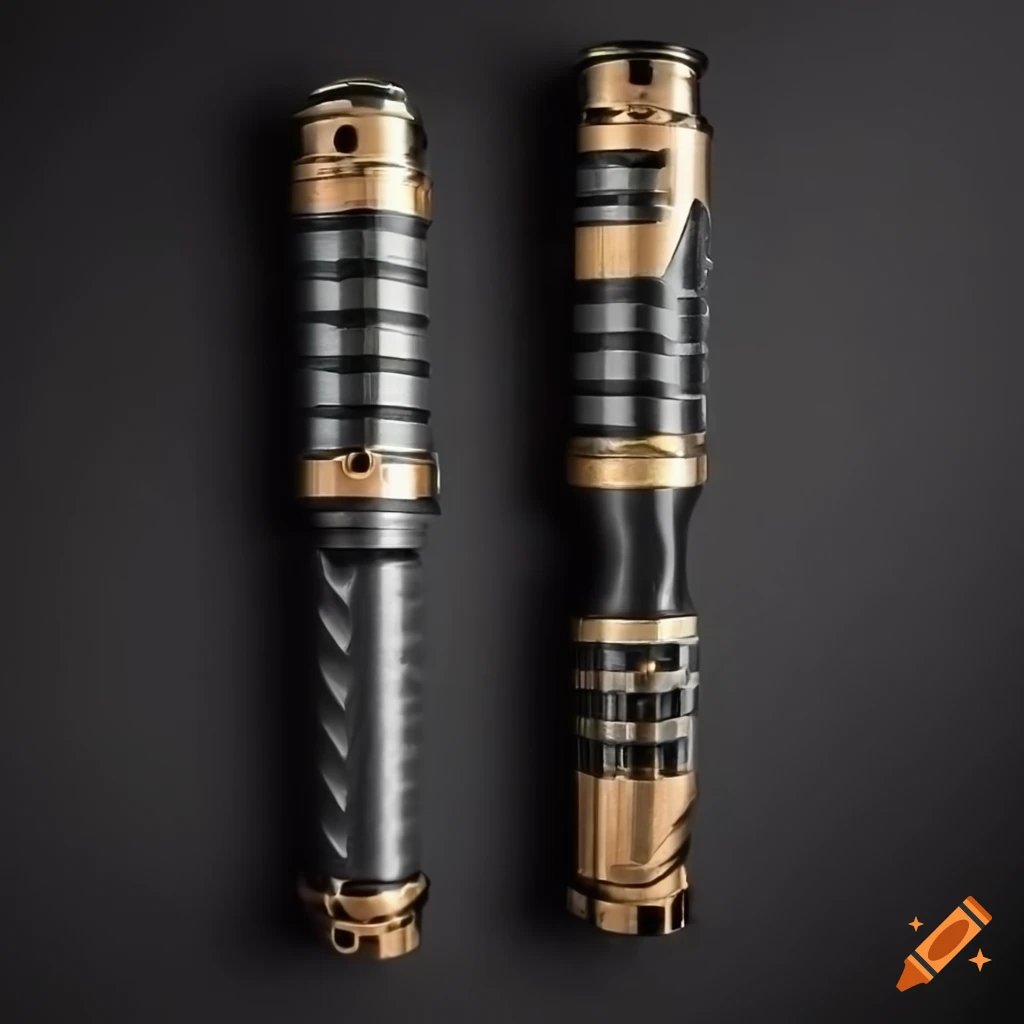 Detailed lightsaber hilt with bronze and golden accents on Craiyon