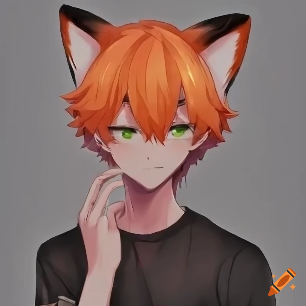 High res pfp of a cute teen anime boy with fox ears on Craiyon