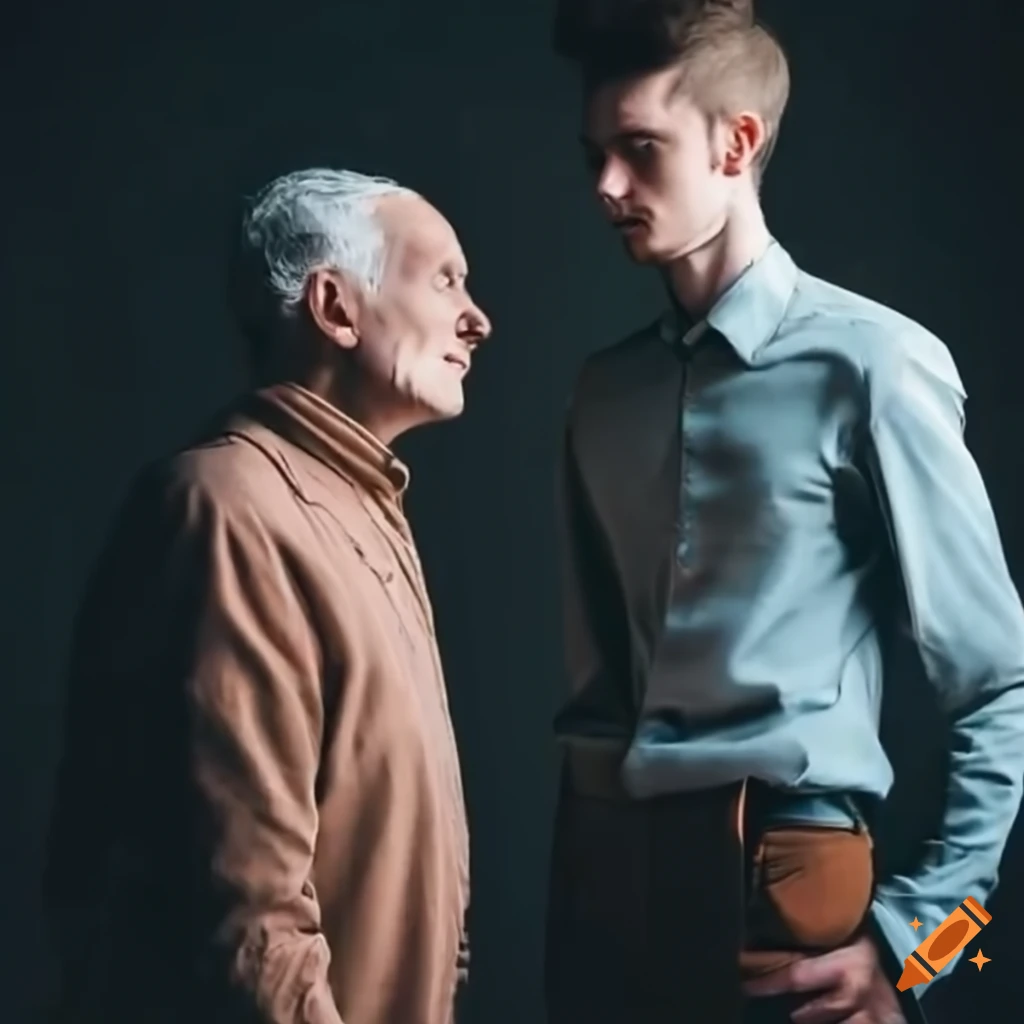 Portrait of a tall and short man standing together