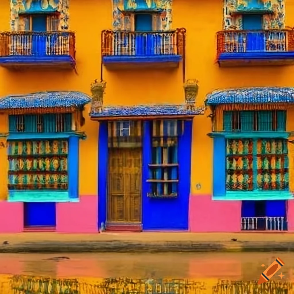 Colorful colonial house from colombia on Craiyon