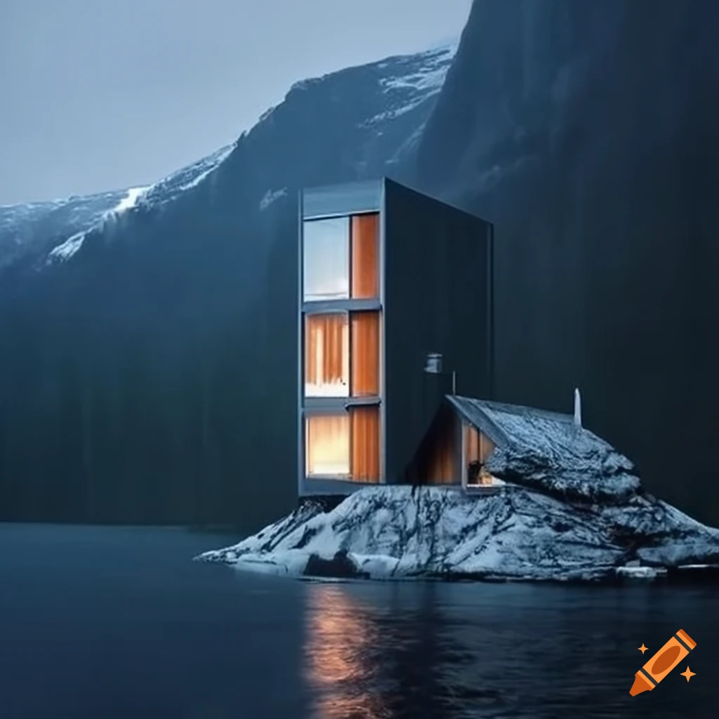 Norwegian tower cabin with minimalist design on Craiyon