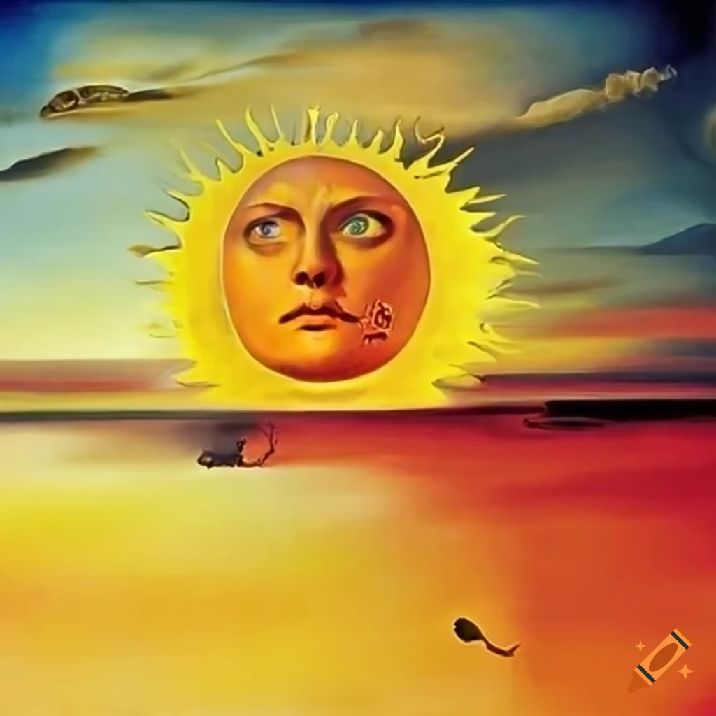 Surreal painting of the sun on Craiyon