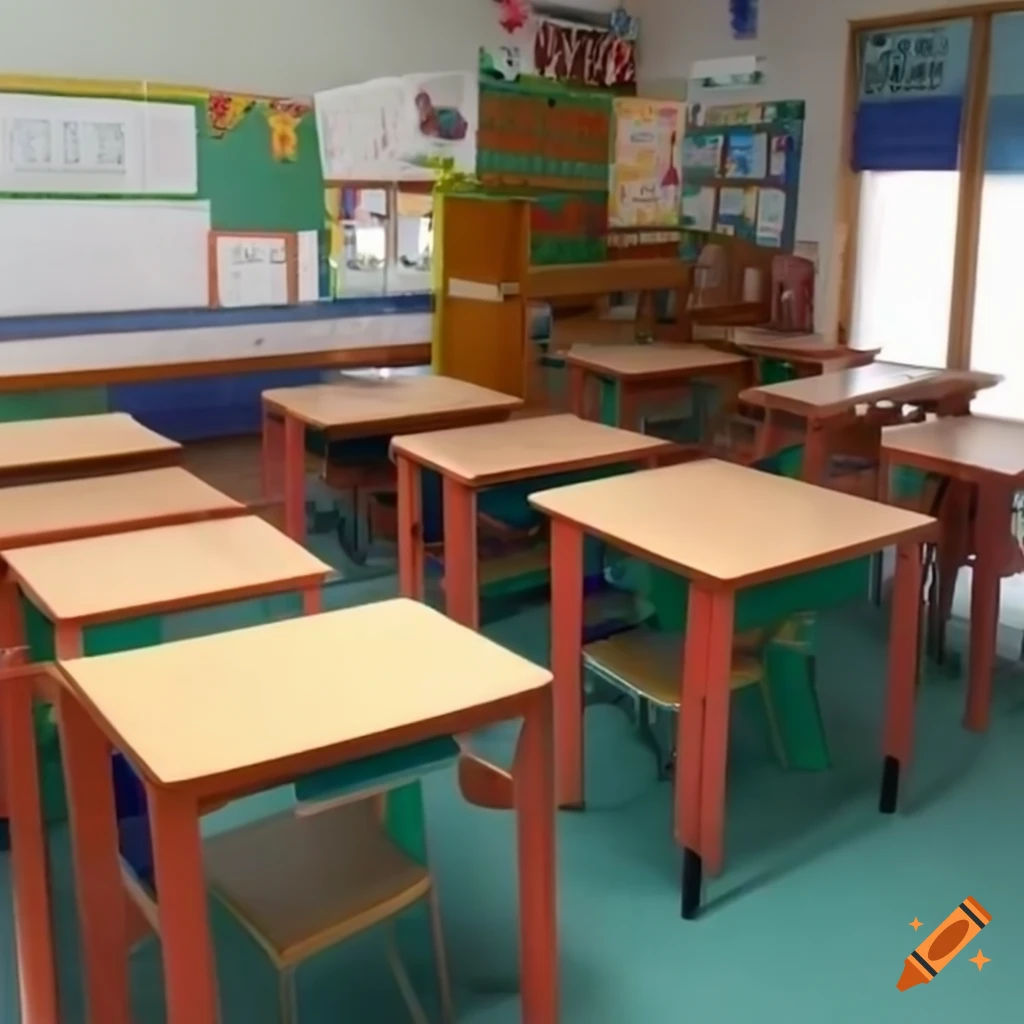 Realistic depiction of a classroom in school