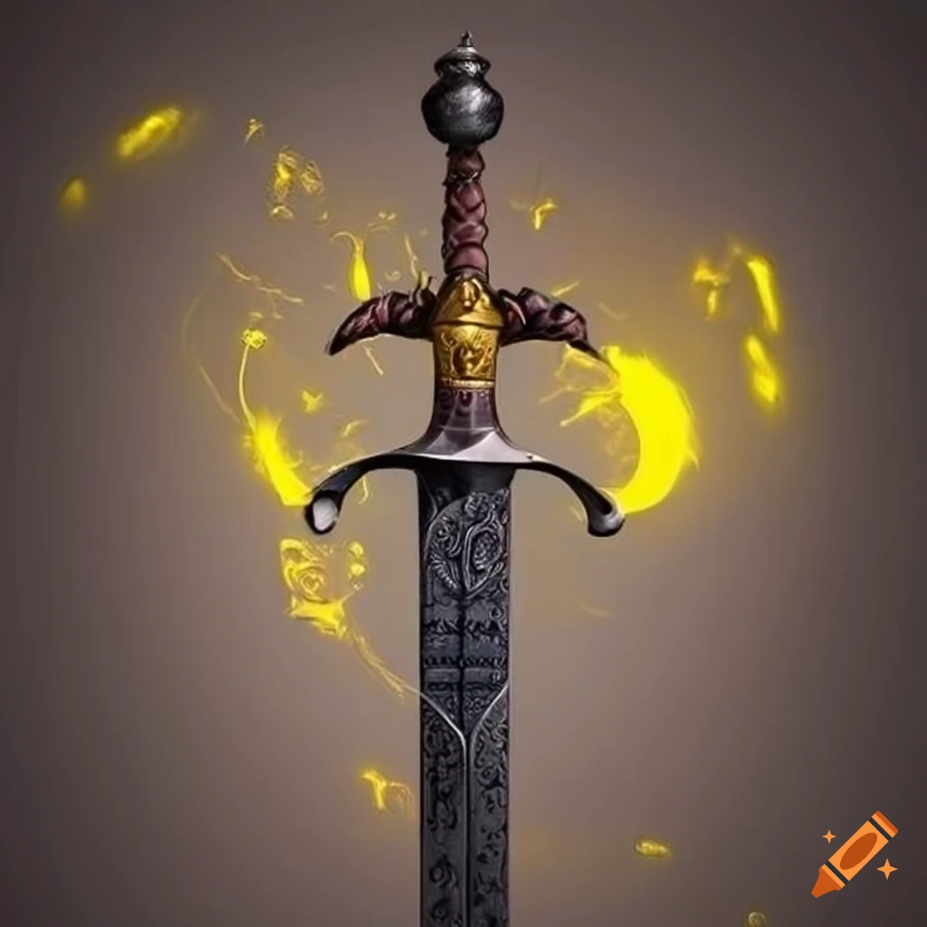 Sword with a sunflower guard on Craiyon