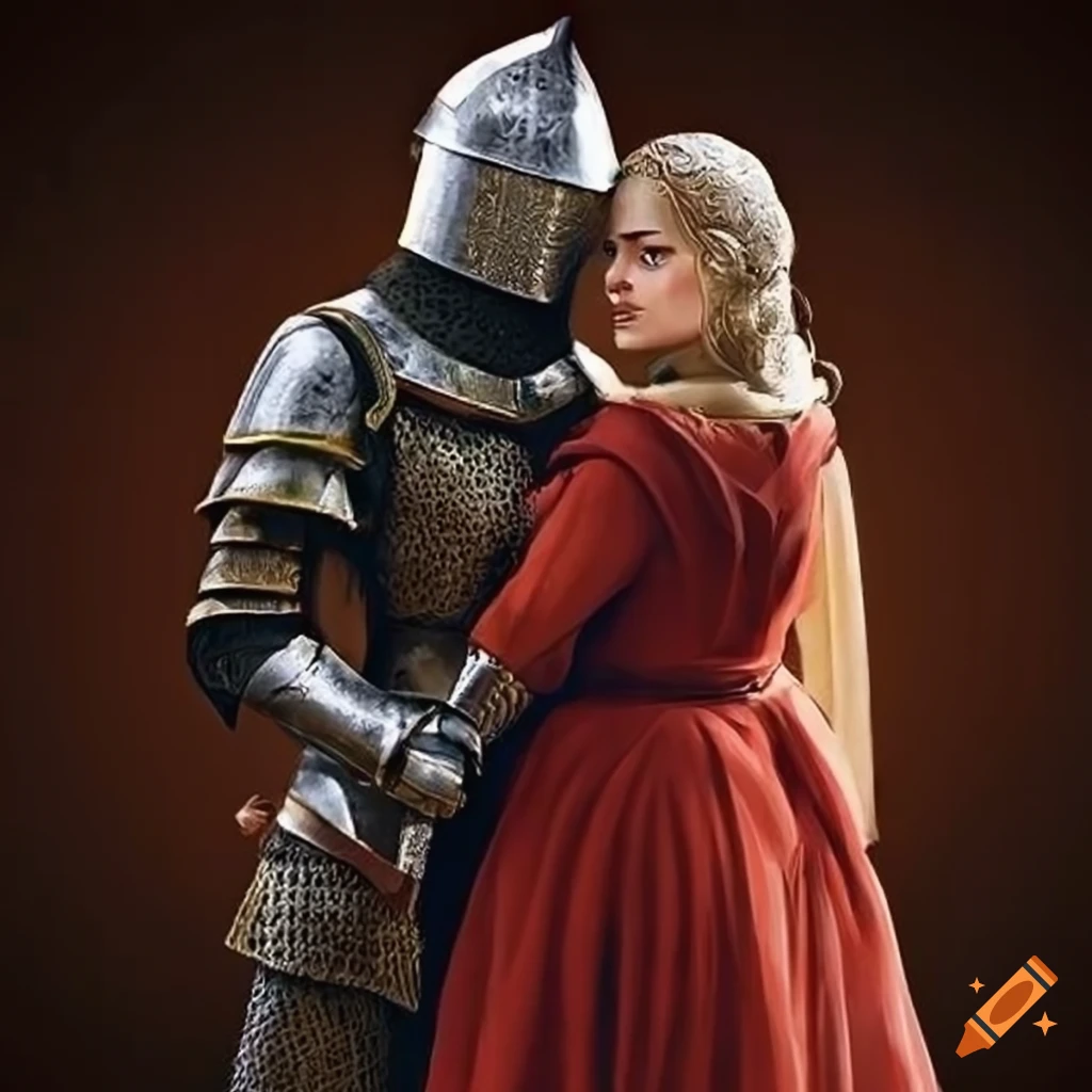 Medieval couple in knight armor