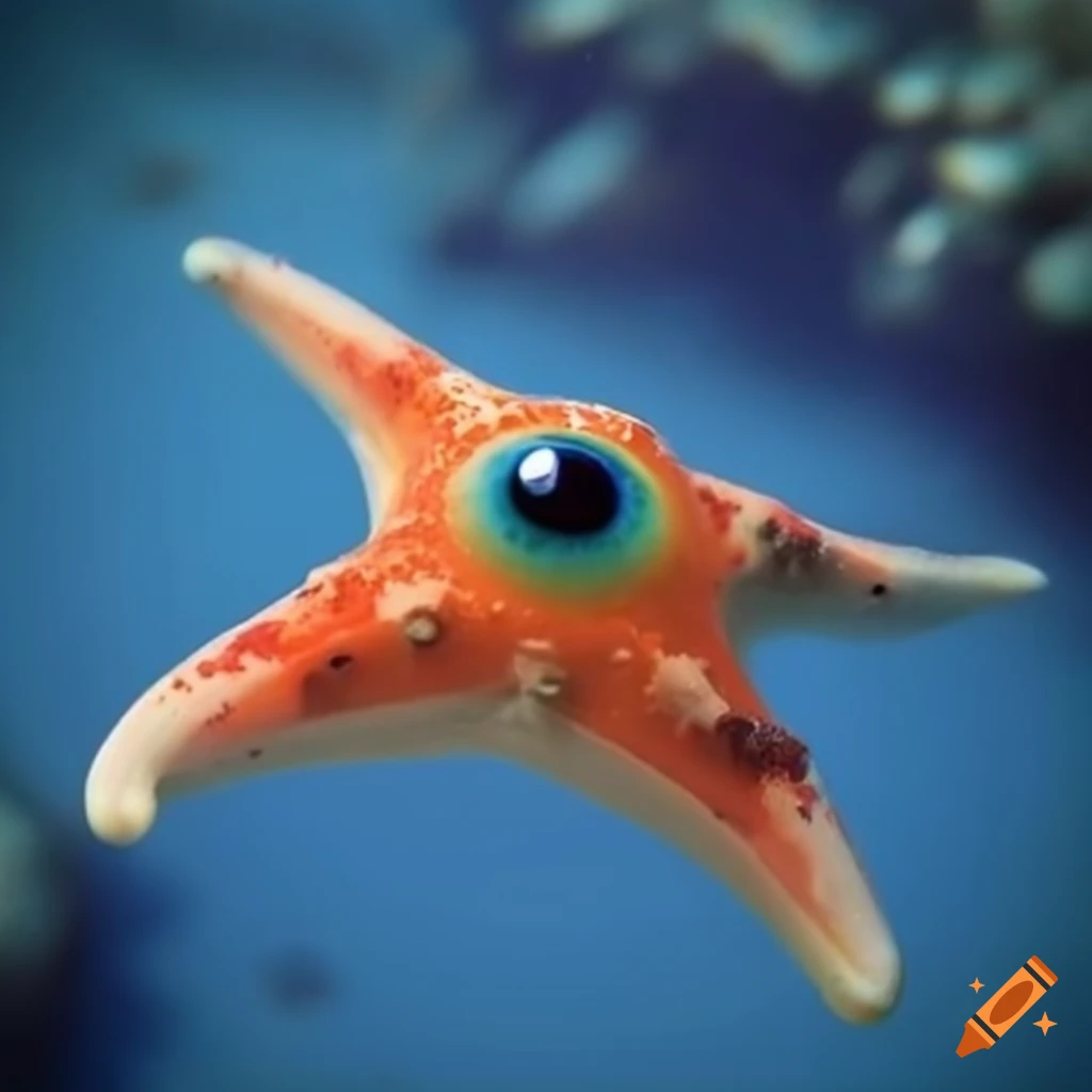 Colorful starfish with an eyeball in the middle on Craiyon