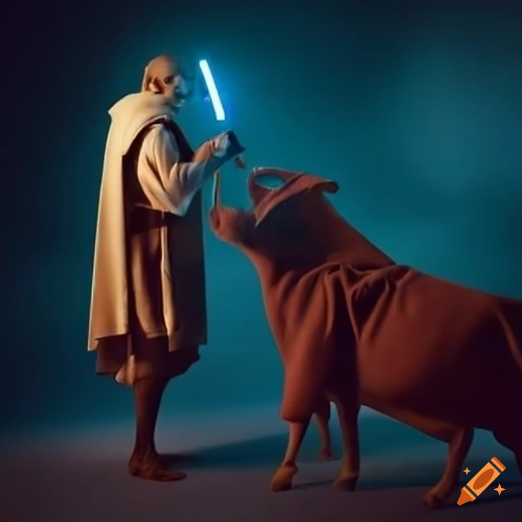 Cow dressed as a jedi on Craiyon