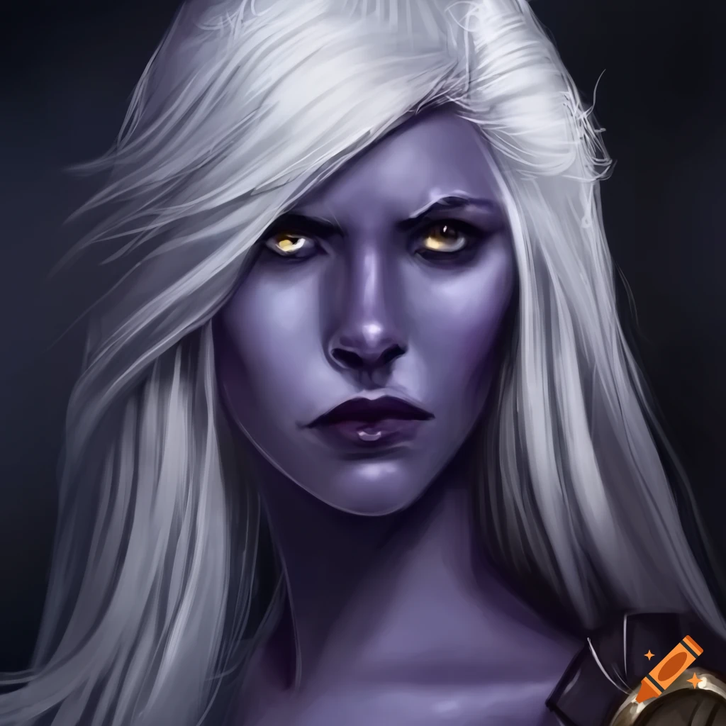 Portrait of a drow warrior girl on Craiyon