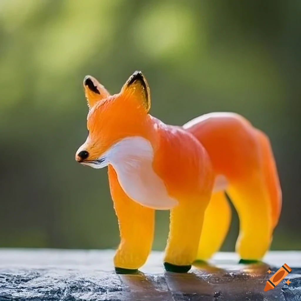 Gummi sculpture of a fox made of gummies on Craiyon