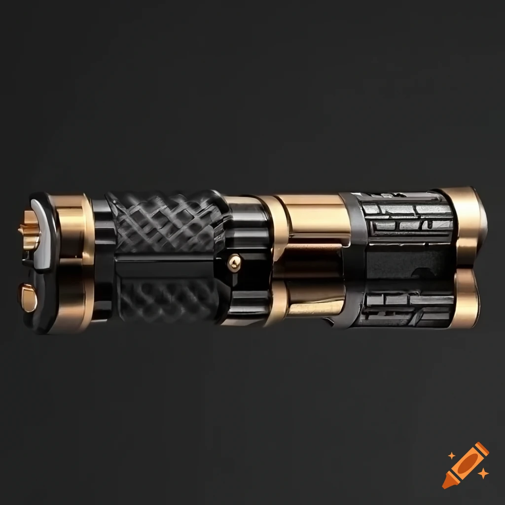 Detailed lightsaber hilt with bronze and golden accents on Craiyon