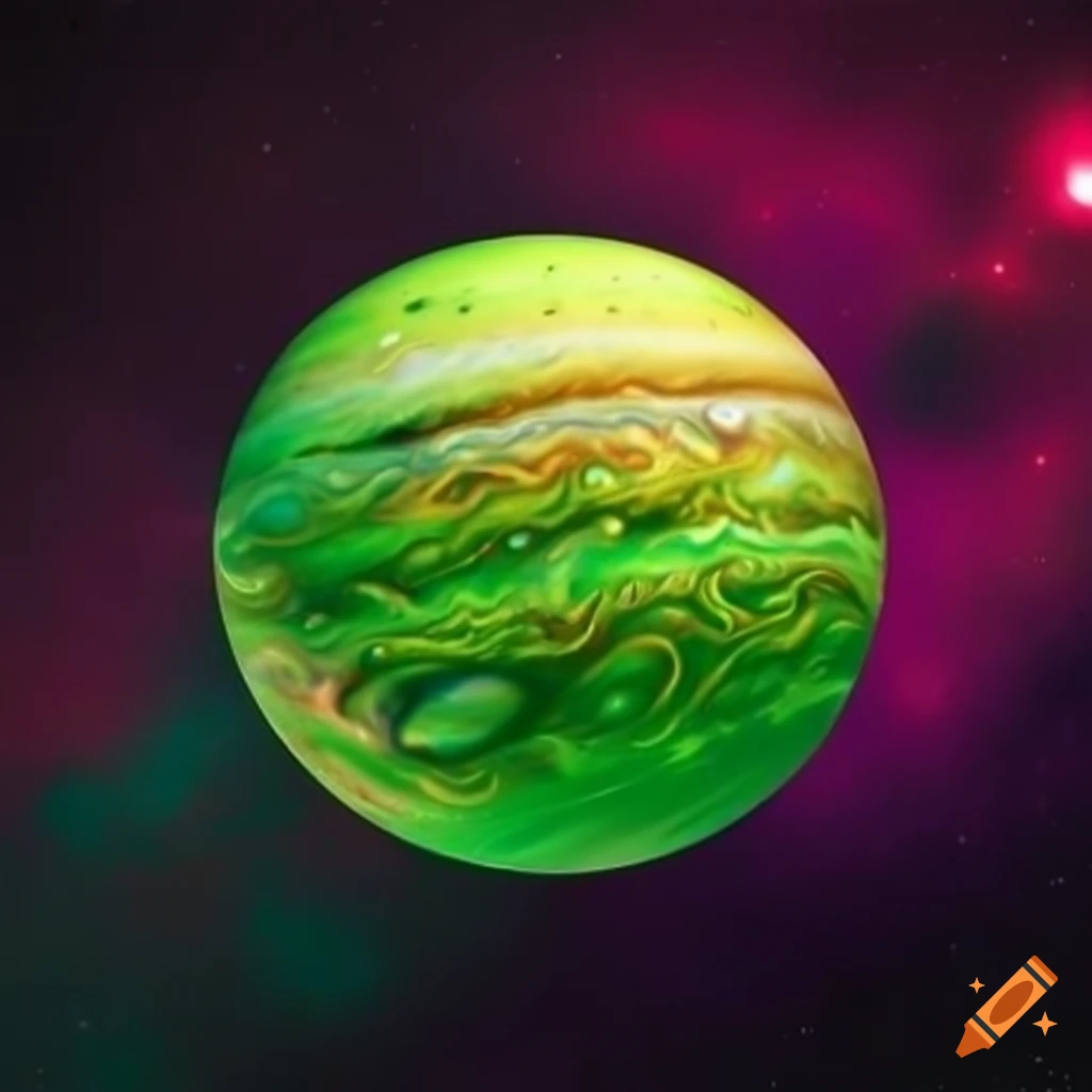 Apocalyptic neon green jupiter planet on Craiyon