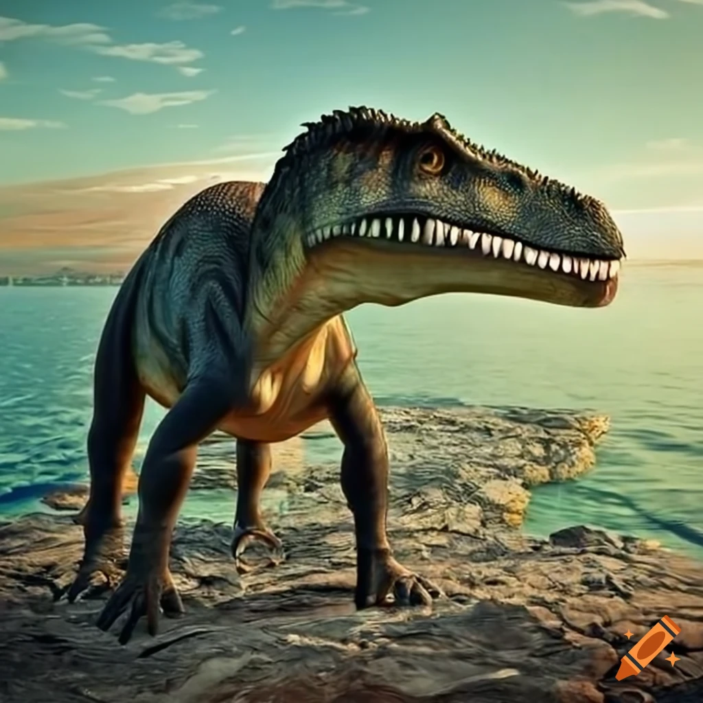 Detailed iguanodon dinosaur in warm morning light with intricate skin ...