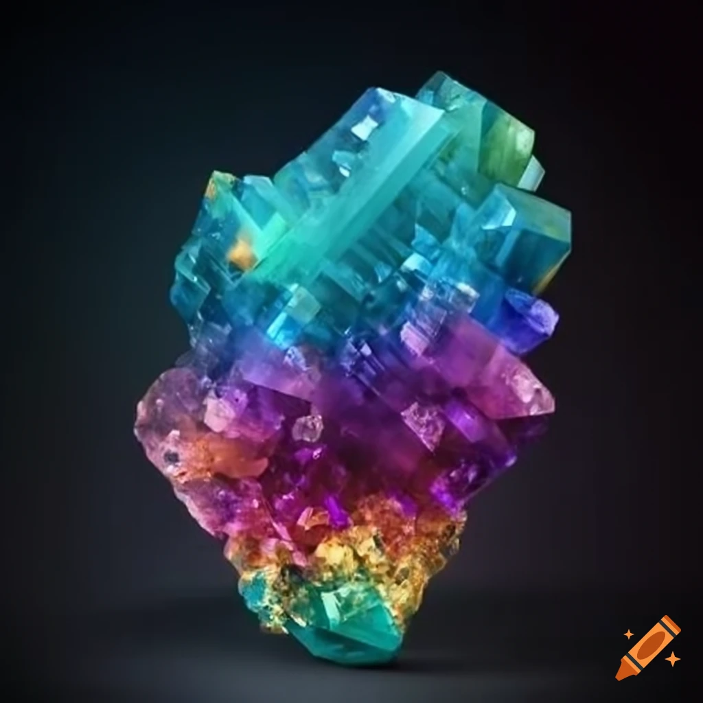 Abstract art of rainbow circuits and vibrant crystals on Craiyon