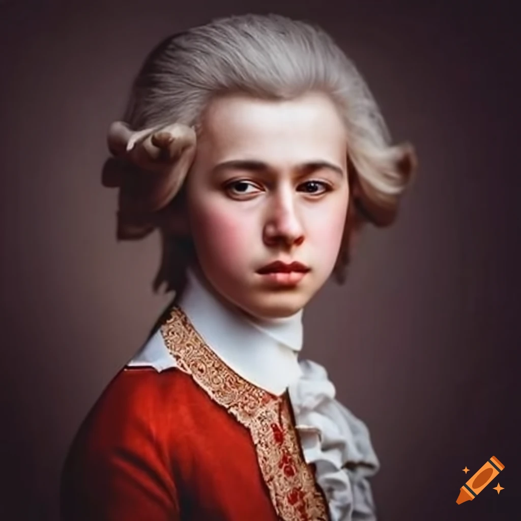Portrait of a realistic teen mozart