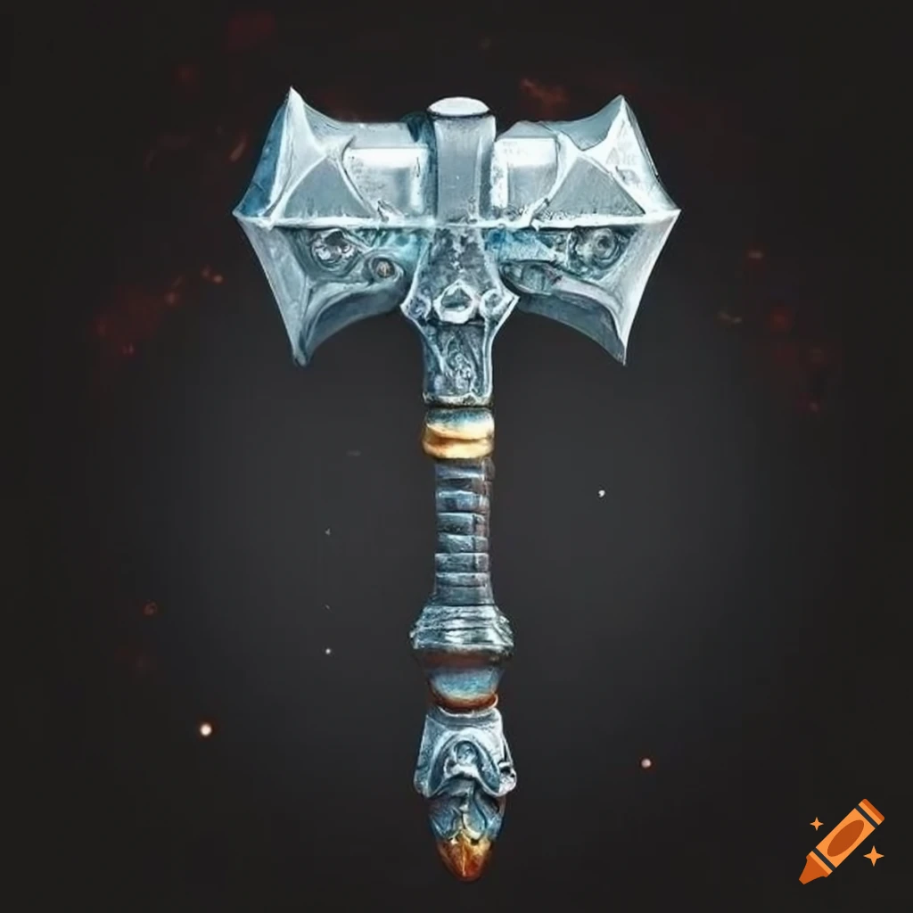 Dark ornamental battle hammer on Craiyon