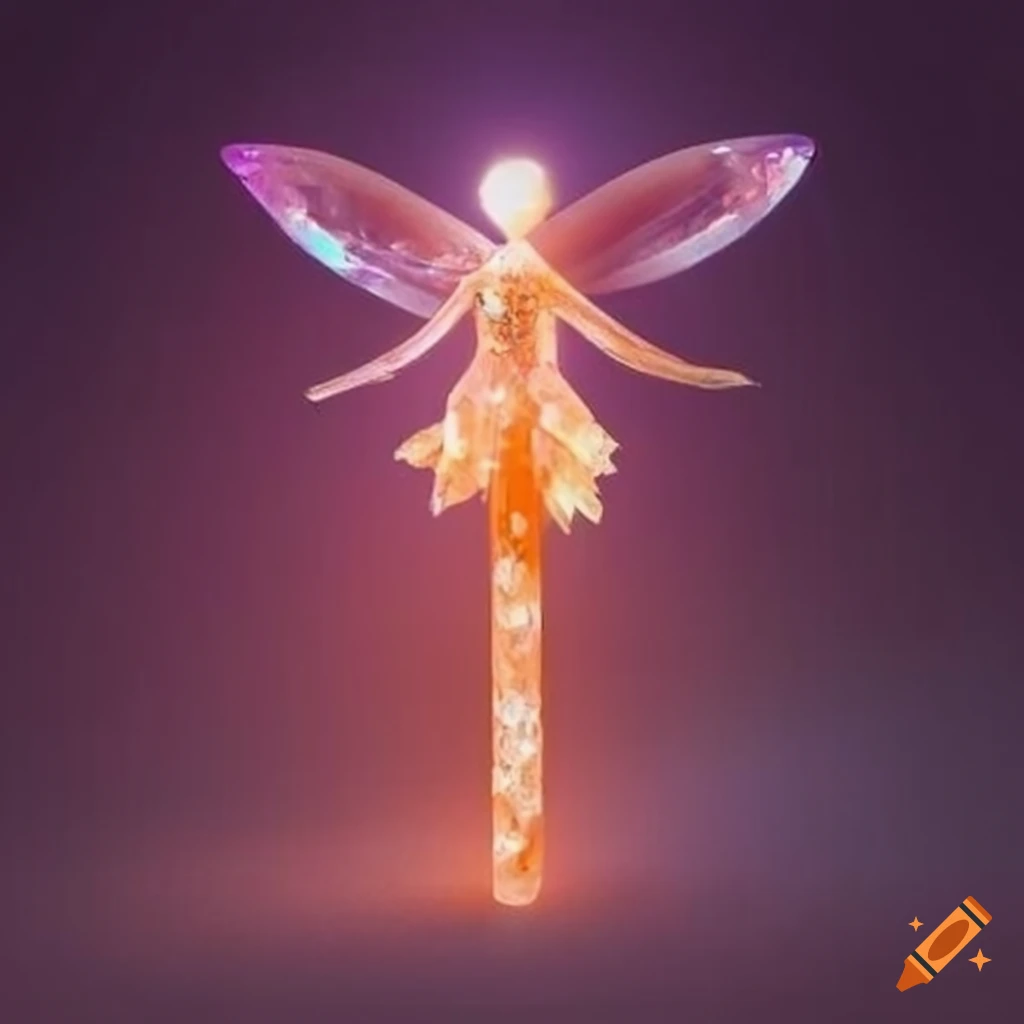 Orange crystal fairy wand with sparkling star on Craiyon