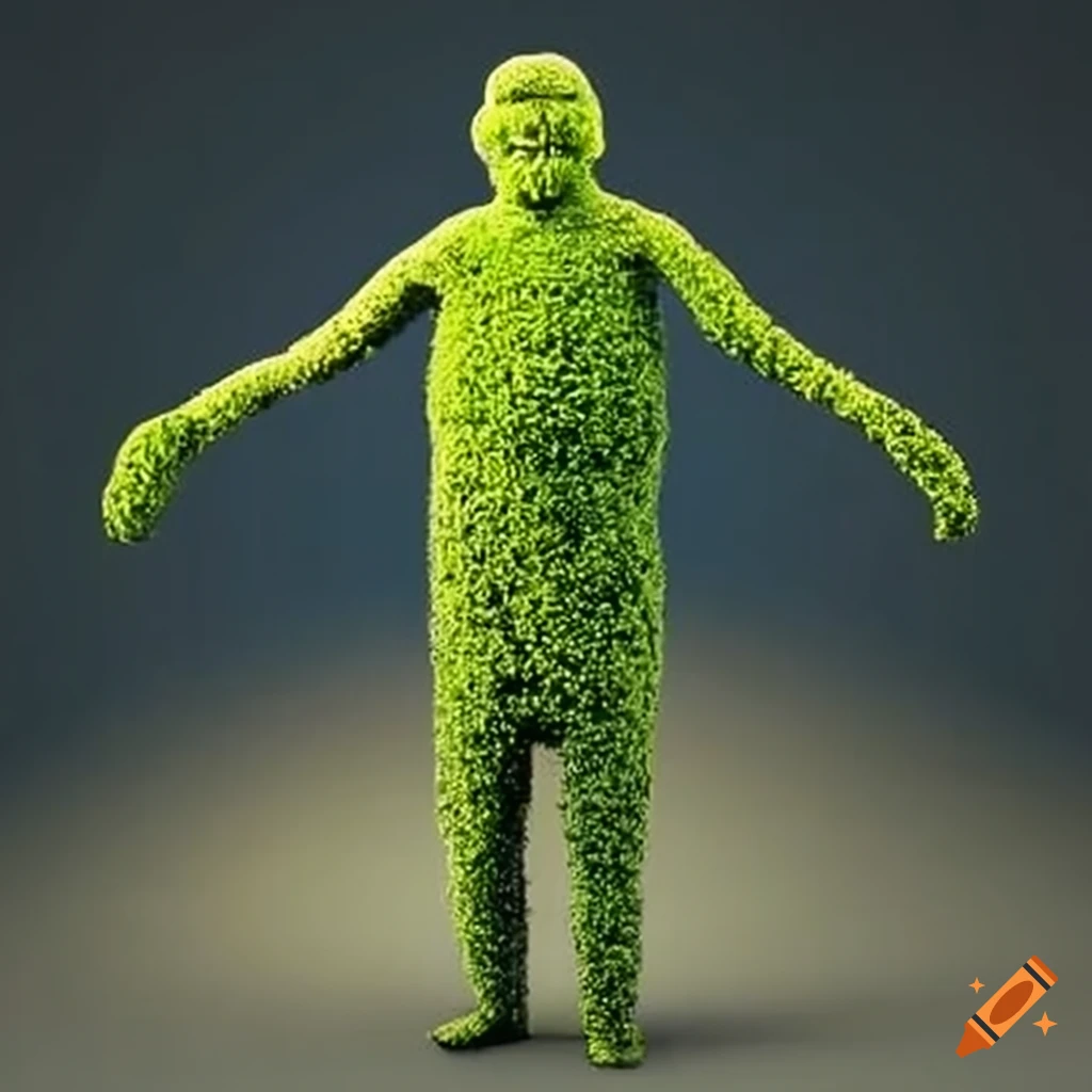 Man-shaped topiary with arms raised